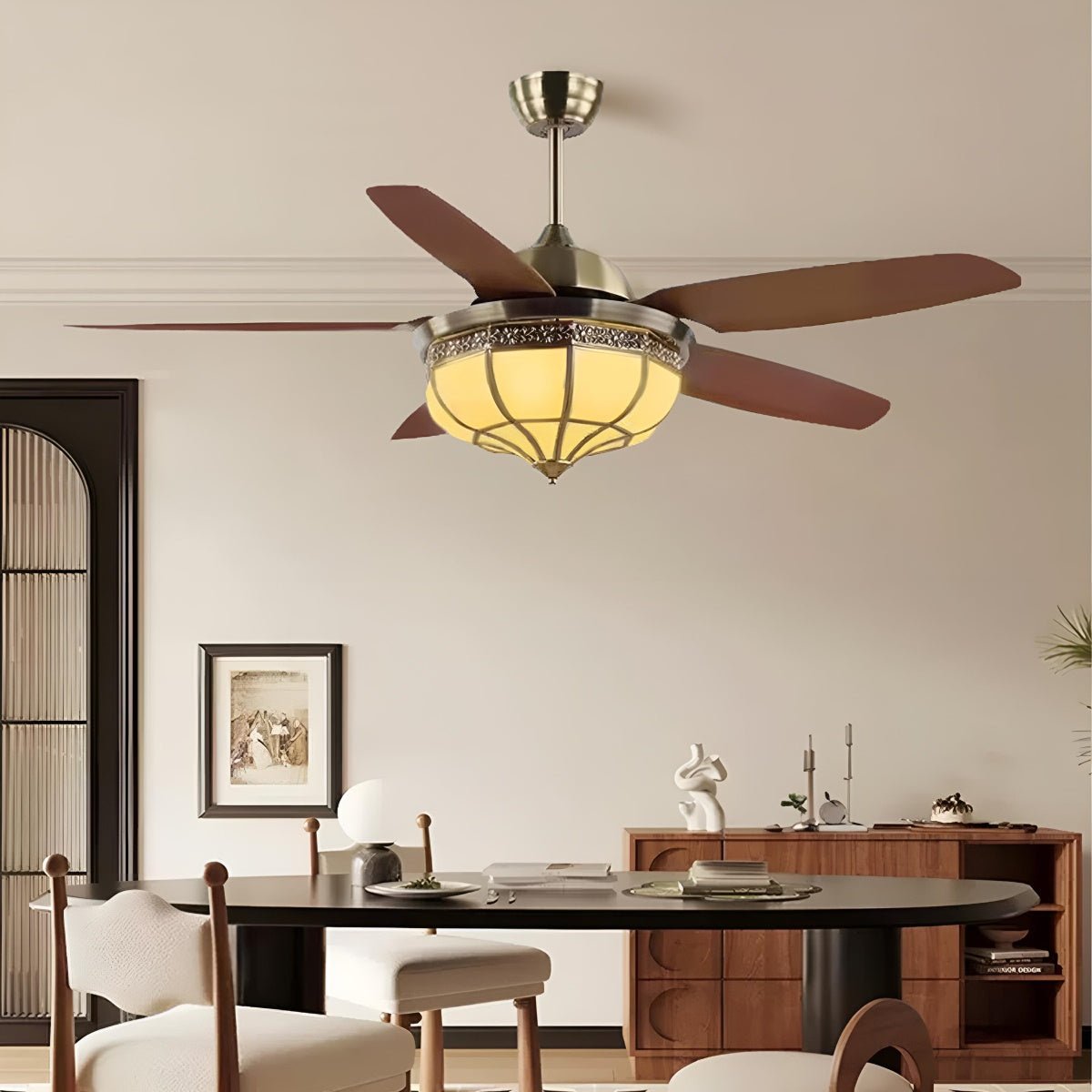 Vintage Reverse Variable Frequency Ceiling Fan Light Ceiling Lamp With ...
