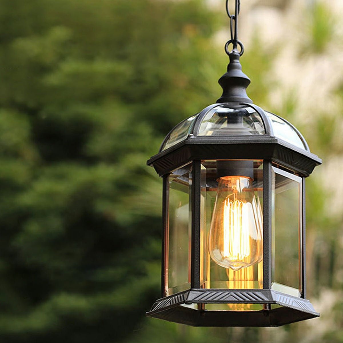 Vintage Rustic Gazebo Waterproof Outdoor LED Lantern Pendant Lights ...