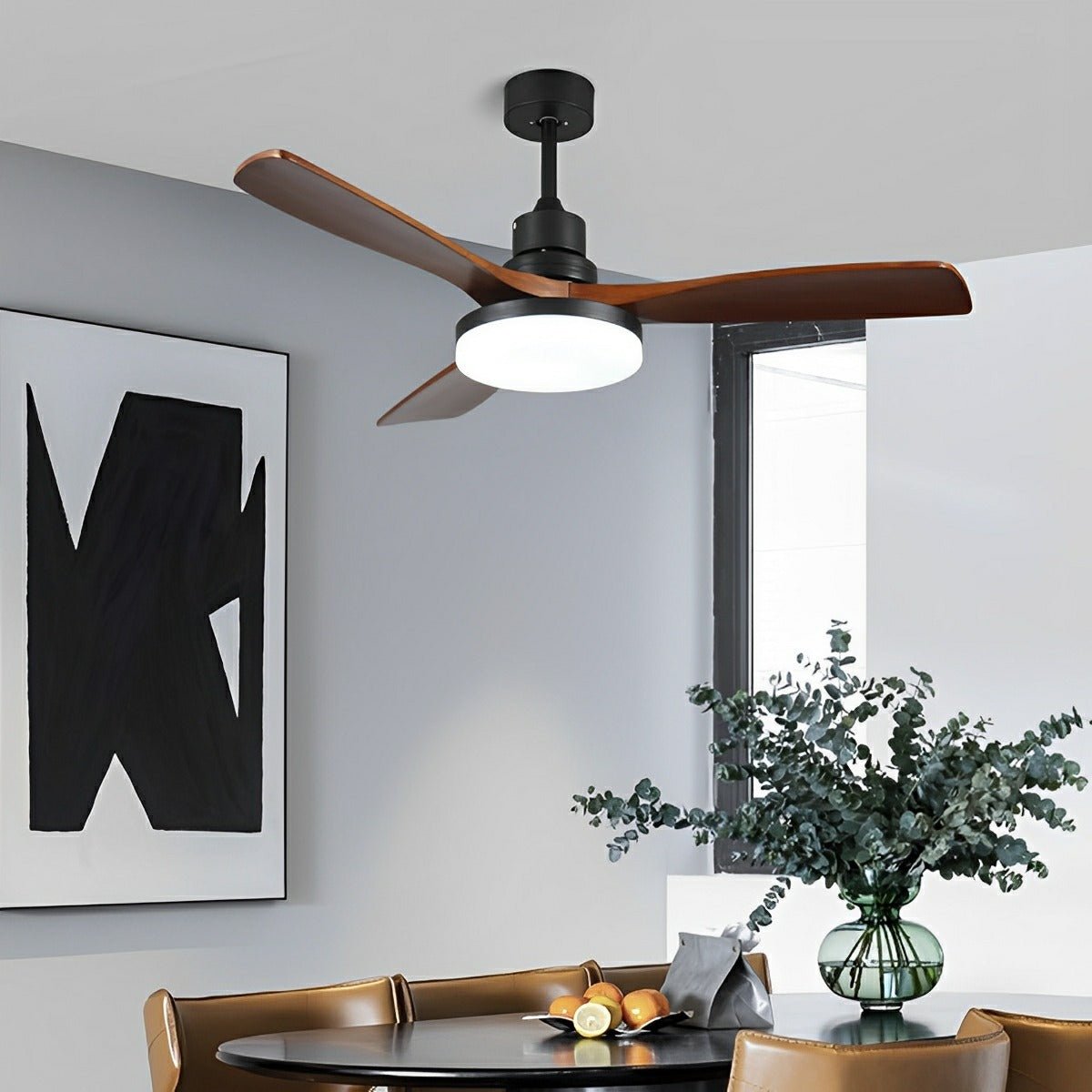 Vintage Variable Frequency Ceiling Fan Light Walnut Color Sivilin Fan ...