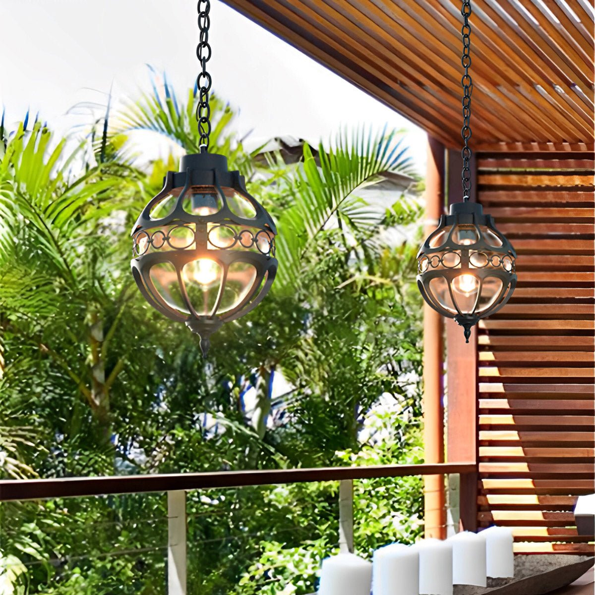 Waterproof Aluminum Glass Ball Outdoor Chandelier Light Hanging Light ...
