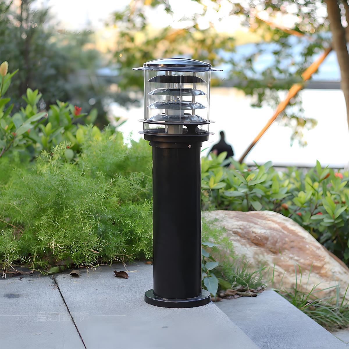 Waterproof Modern Cylinder Tiered LED Outdoor Lawn Lamp Post Landscape ...
