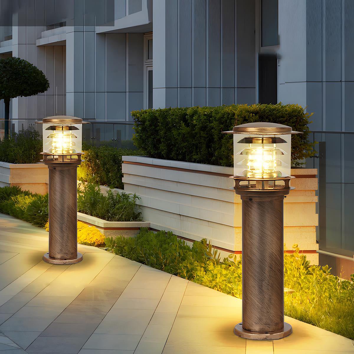 Waterproof Modern Cylinder Tiered LED Outdoor Lawn Lamp Post Landscape ...