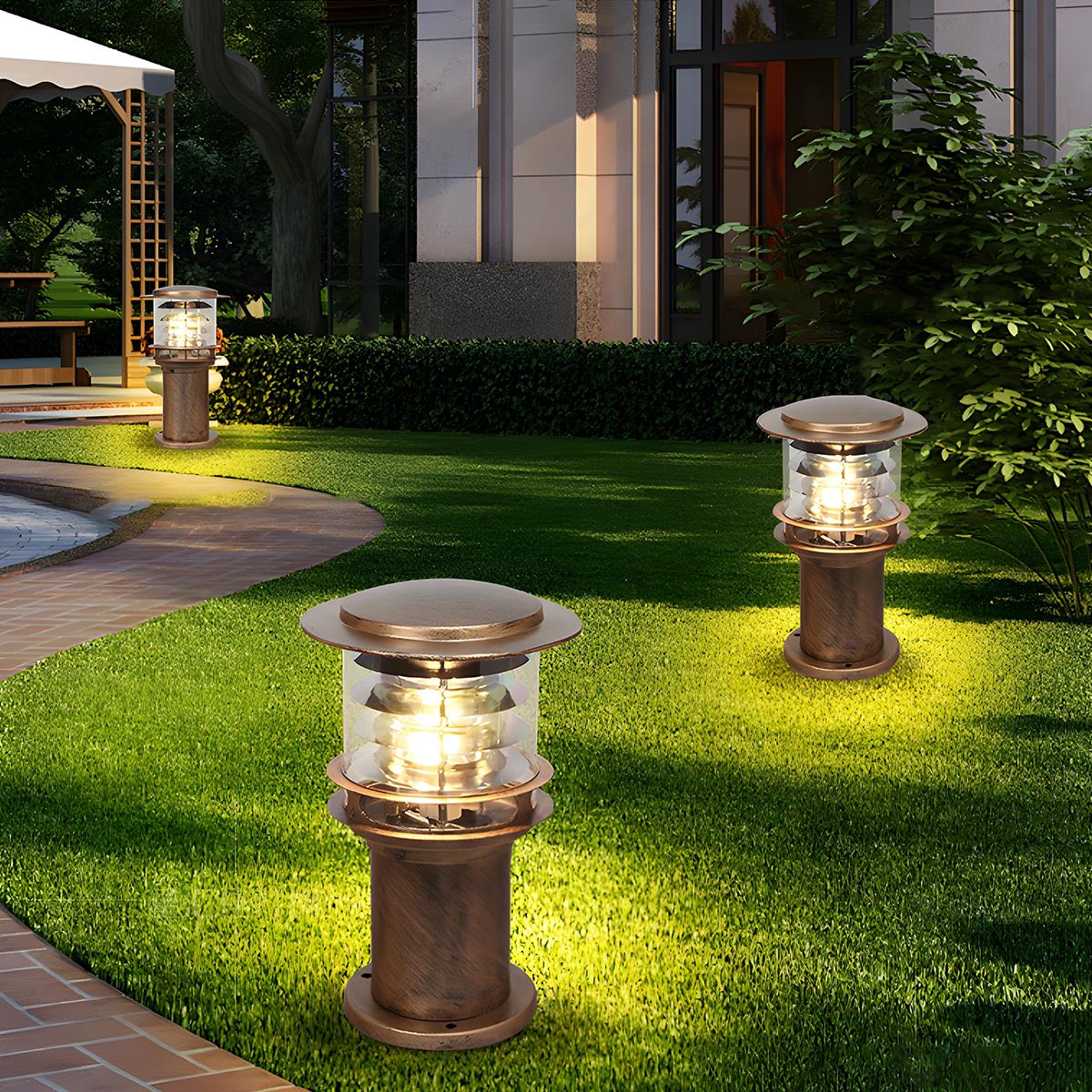 Waterproof Modern Cylinder Tiered LED Outdoor Lawn Lamp Post Landscape ...