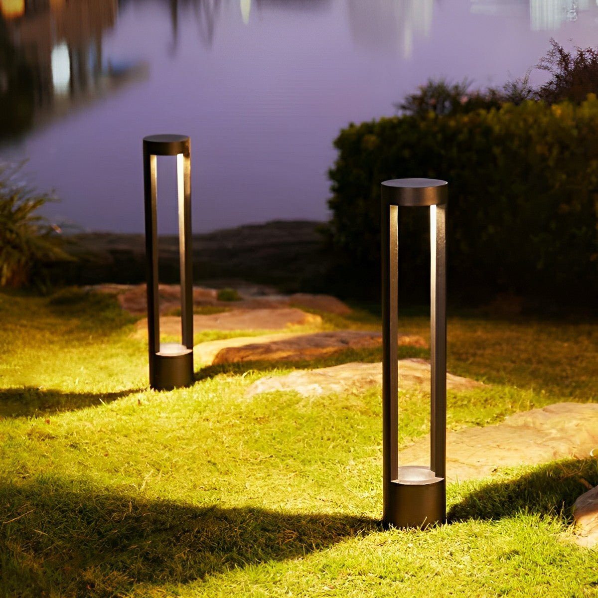Waterproof Modern Hollow Cylinder Black LED Lamp Post Lights Column ...