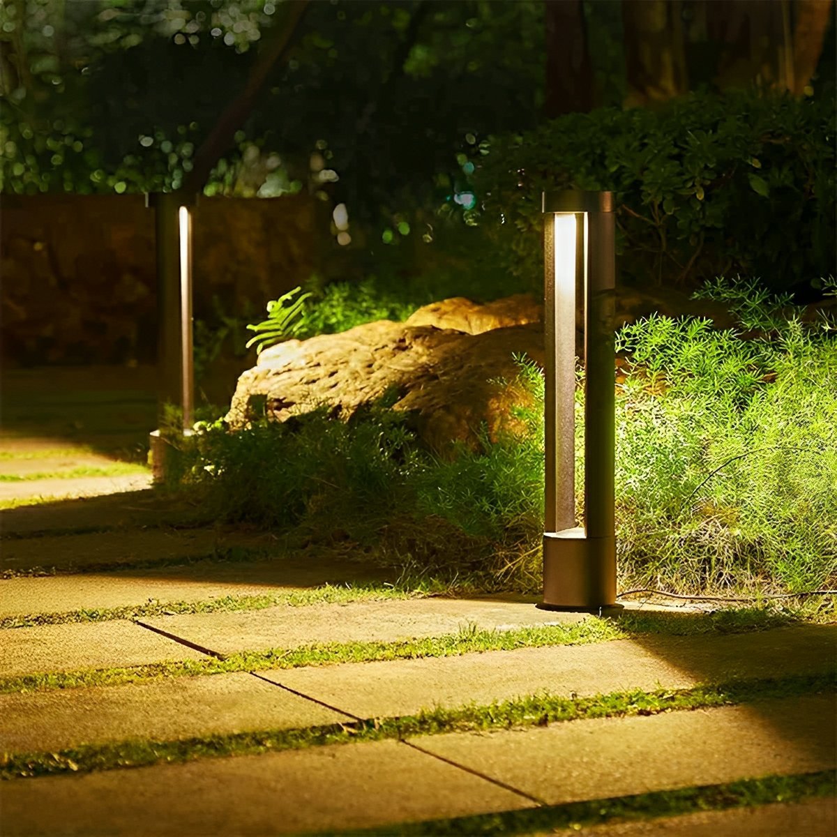 Waterproof Modern Hollow Cylinder Black LED Lamp Post Lights Column ...