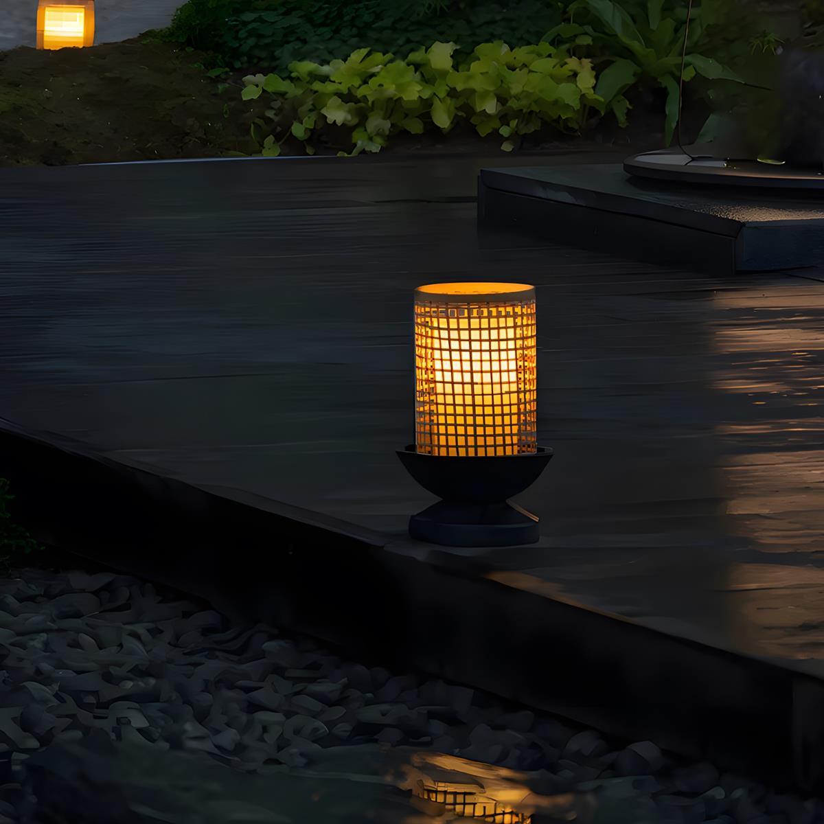 Waterproof LED Outdoor Candlestick Lantern Lights – Asian Inspired Grid ...