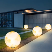 Waterproof LED Round Ball Moon Light Modern Solar Post Caps Lights with ...