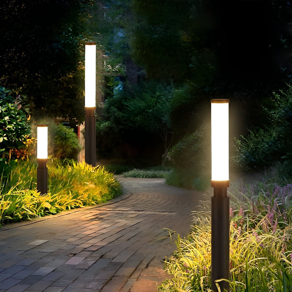 Waterproof Modern Cylinder Long Barrel LED Column Post Lights Landscape ...