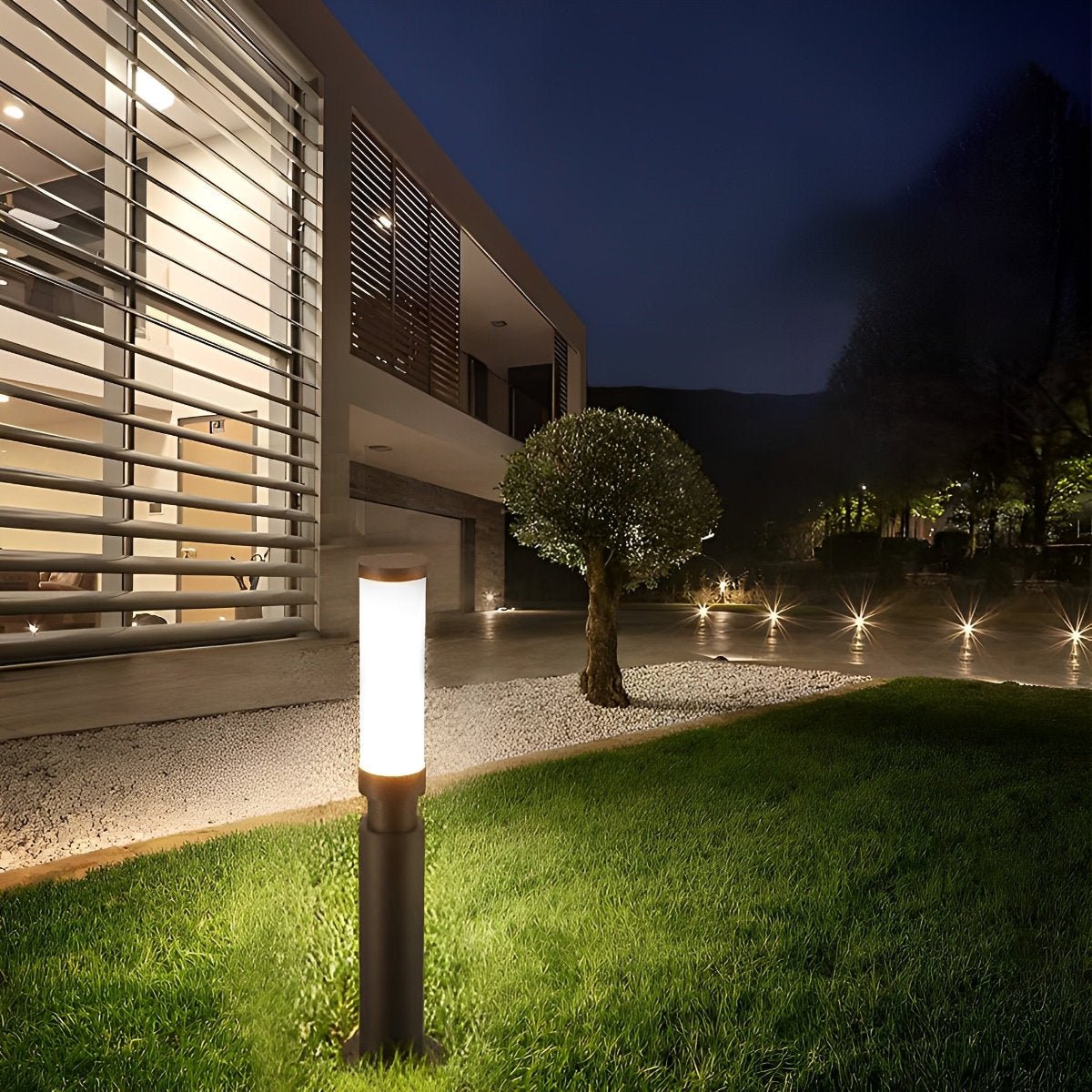 Waterproof Modern Cylinder Long Barrel LED Column Post Lights Landscape ...