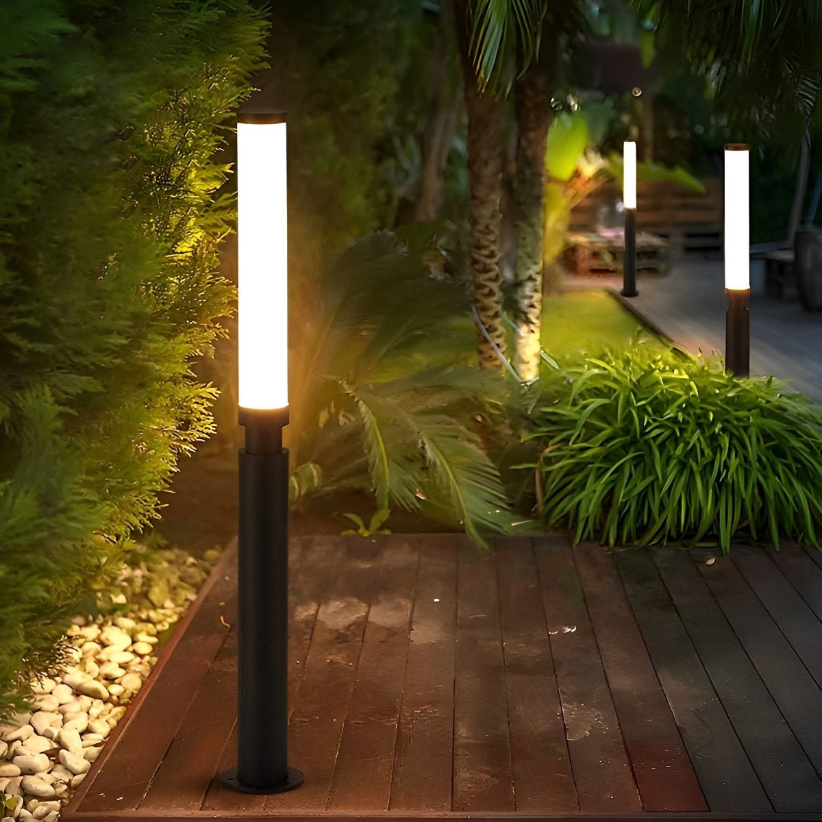 Waterproof Modern Cylinder Long Barrel LED Column Post Lights Landscape ...