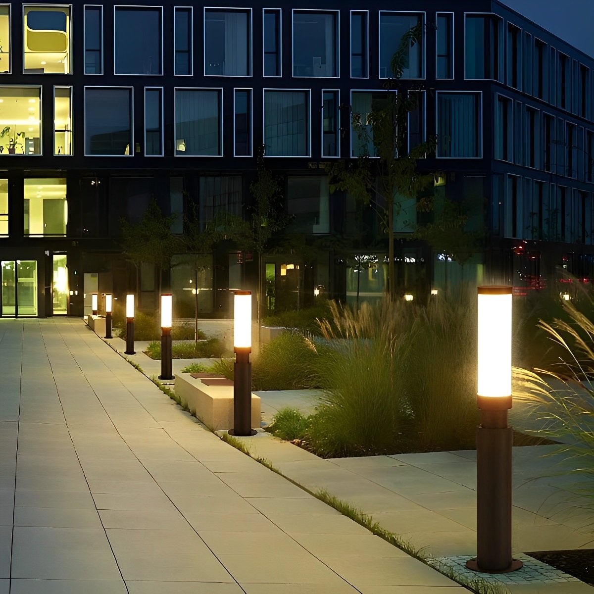 Waterproof Modern Cylinder Long Barrel LED Column Post Lights Landscape ...