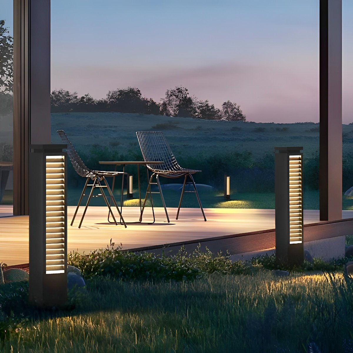 Waterproof Solar Modern Rectangular LED Bollard Lights – Louvered ...