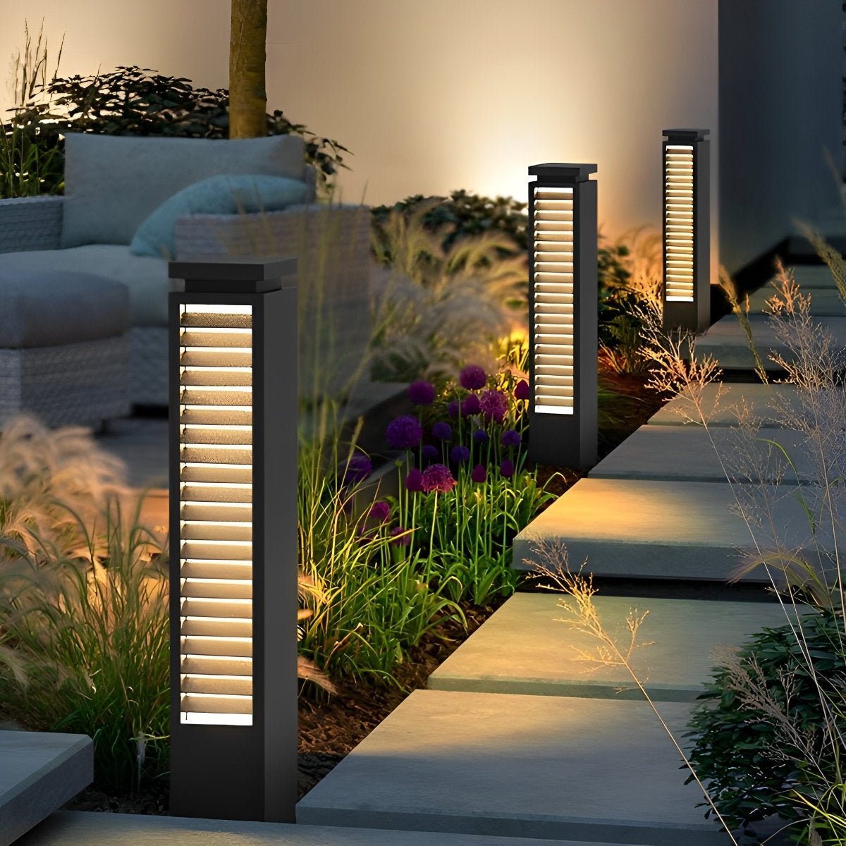 Waterproof Solar Modern Rectangular LED Bollard Lights – Louvered ...