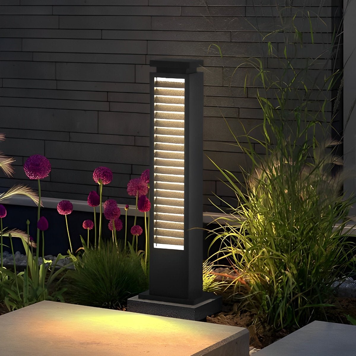Waterproof Solar Modern Rectangular LED Bollard Lights – Louvered ...