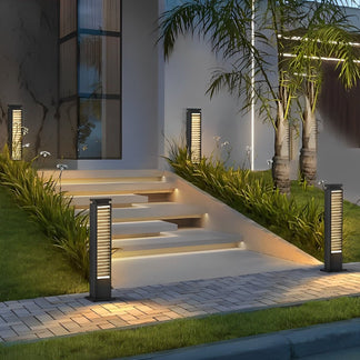 Waterproof Solar Modern Rectangular LED Bollard Lights – Louvered ...