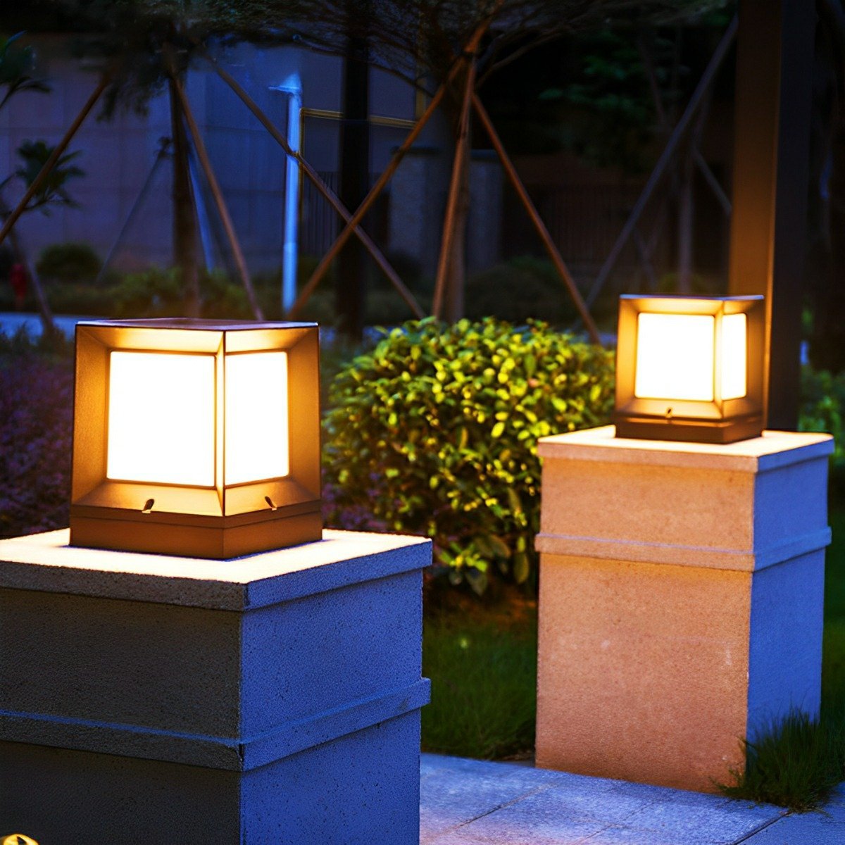 Waterproof Black Cube LED Outdoor Post Cap Lights, Pillar Lights ...