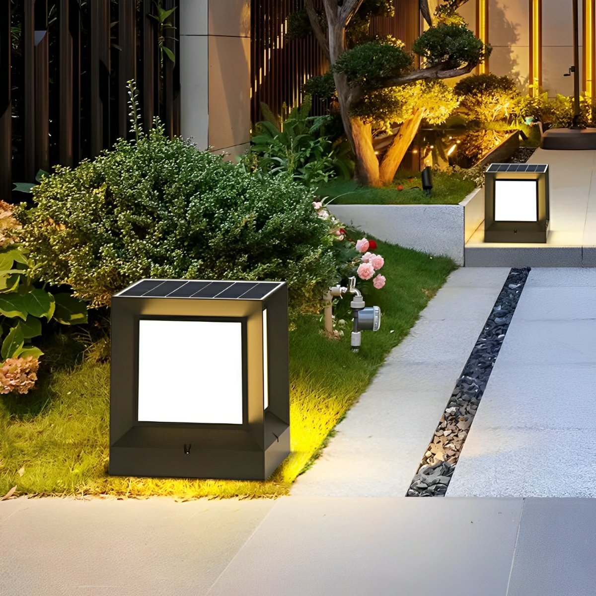 Waterproof Black Cube LED Outdoor Post Cap Lights, Pillar Lights ...