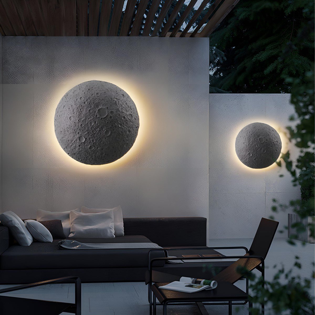 Waterproof Outdoor Moon LED Porch Exterior Wall Sconce Light Wall Lamp ...