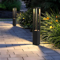 Waterproof LED Outdoor Bollard Lights – Aluminum Lawn Garden Pathway Lamp, Modern Hollow Column ...