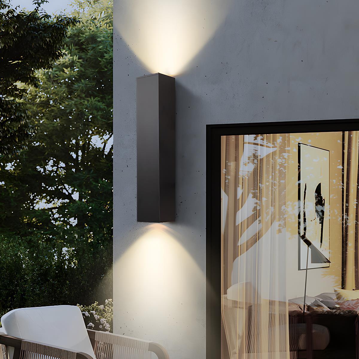 Waterproof Outdoor Minimalist Rectangular Up and Down Dimmable Wall Sconce Lights Wall Lamp ...