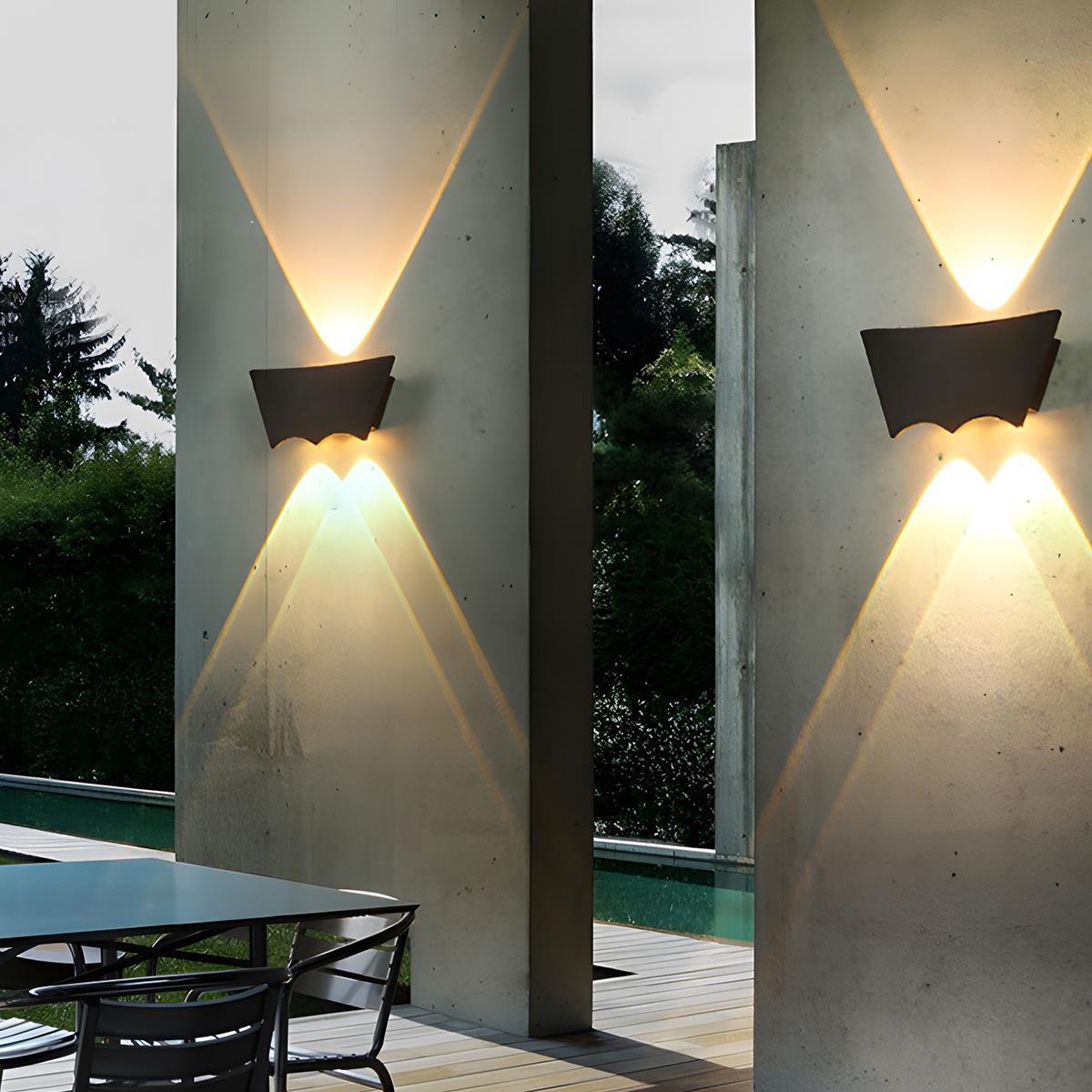 Waterproof Bat Up and Down 3-LED Outdoor Wall Lamp Exterior Wall Washer ...