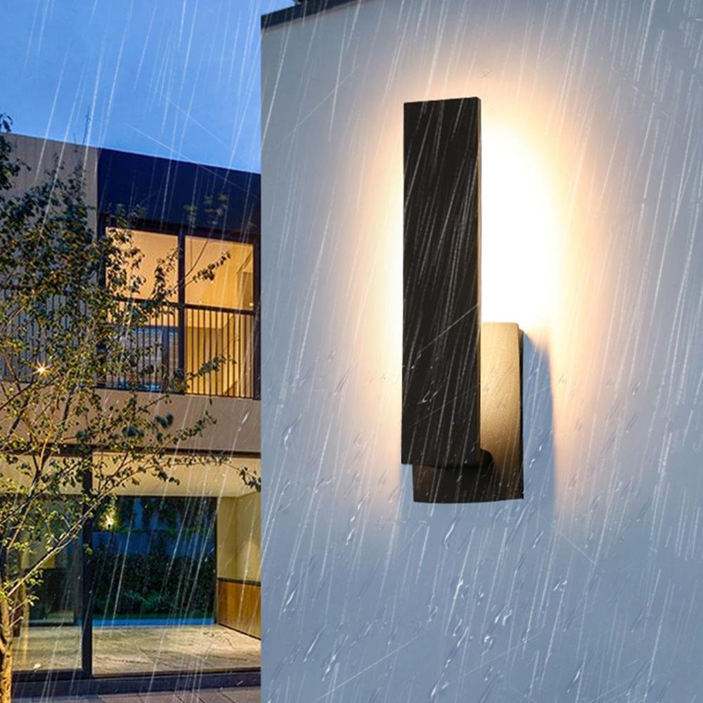 Modern Minimalist Waterproof Rectangle Black LED Outdoor Wall Sconces ...