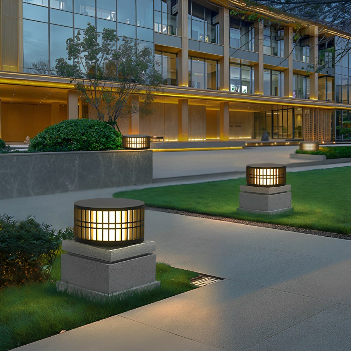 Waterproof Round Cylinder Solar LED Outdoor Post Cap Lights Grid Pillar ...