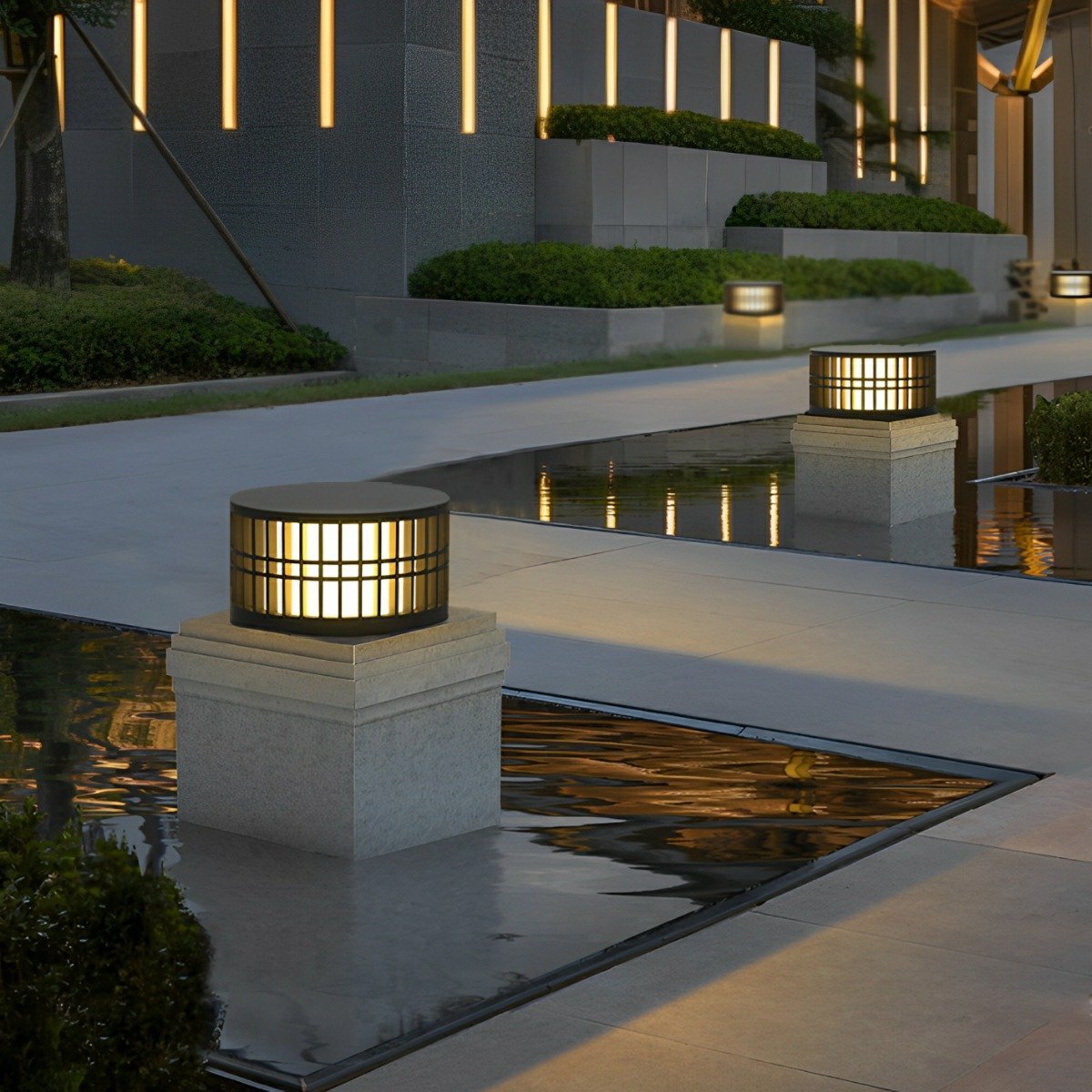 Waterproof Round Cylinder Solar LED Outdoor Post Cap Lights Grid Pillar ...