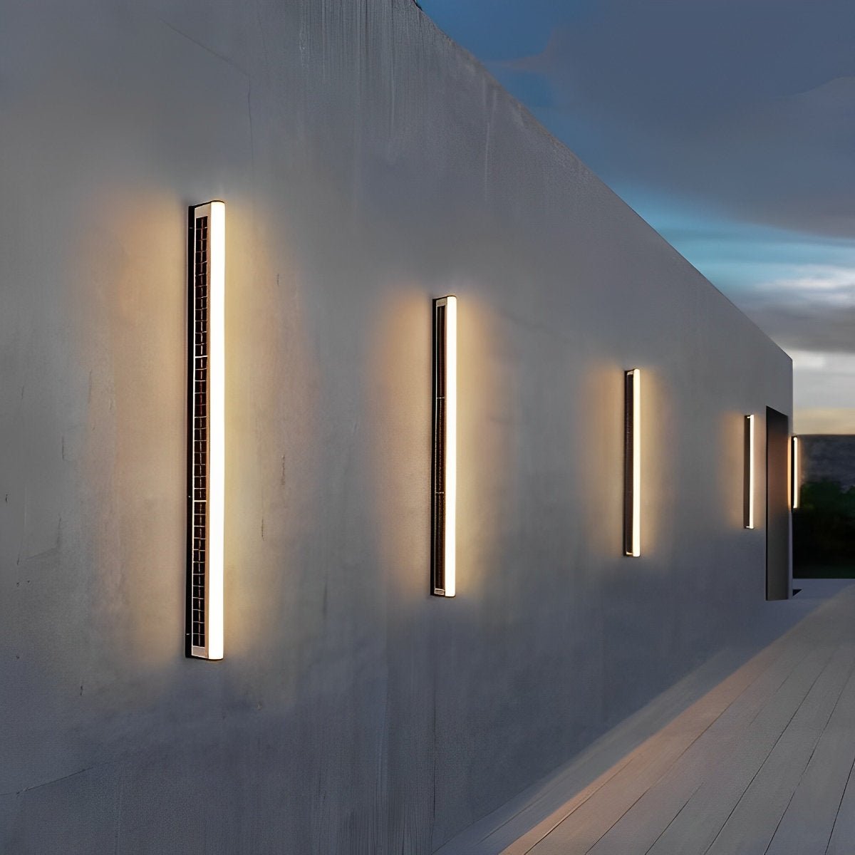 Waterproof Solar Modern Rectangular Wall Light Minimalist LED Strip ...