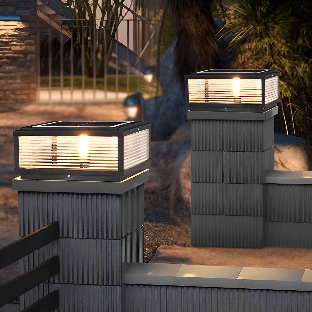 Waterproof Solar Modern Square Outdoor Post Lights LED Deck Fence Cap ...