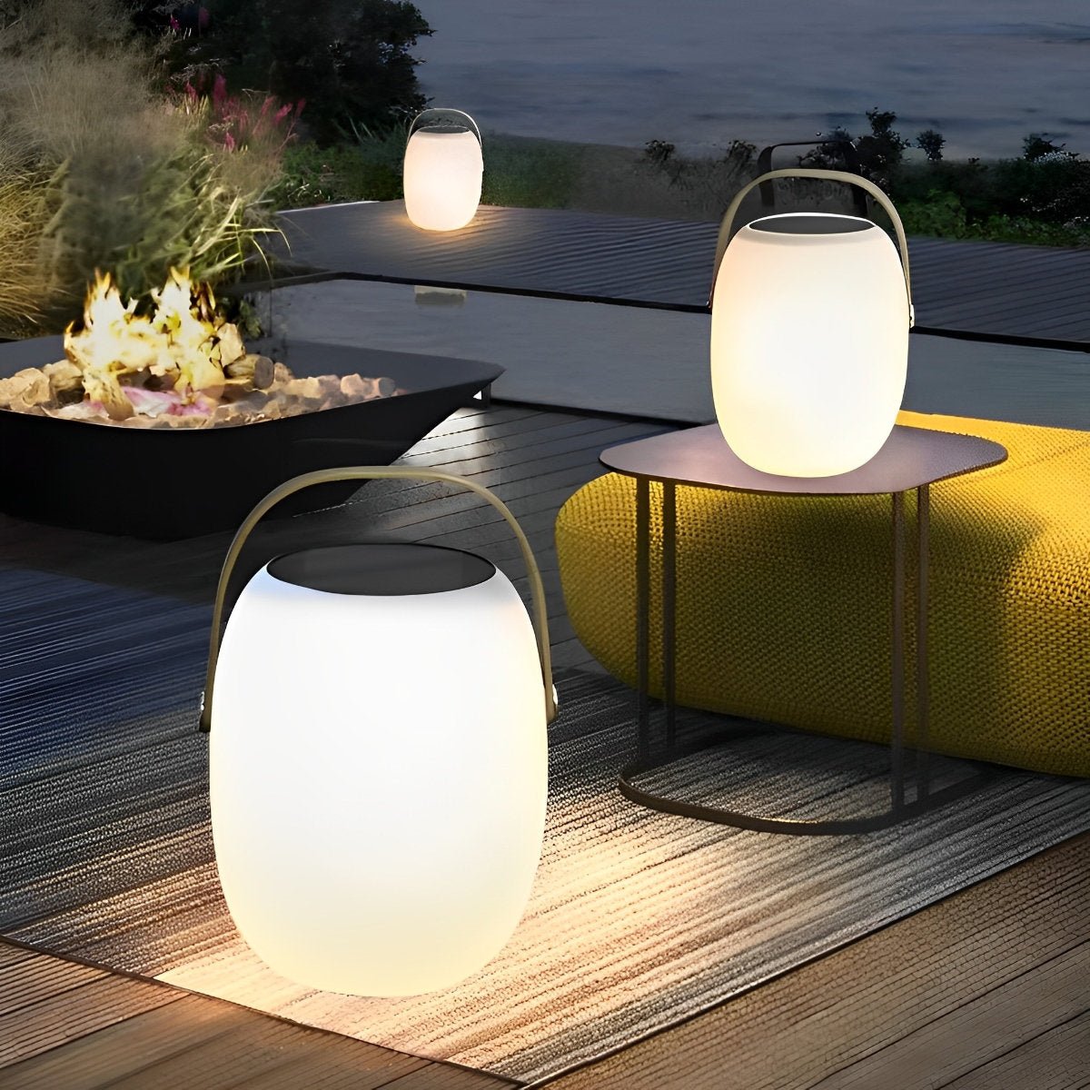 Portable Lantern LED Waterproof Solar Outdoor Lights Floor Lamp Lantern ...