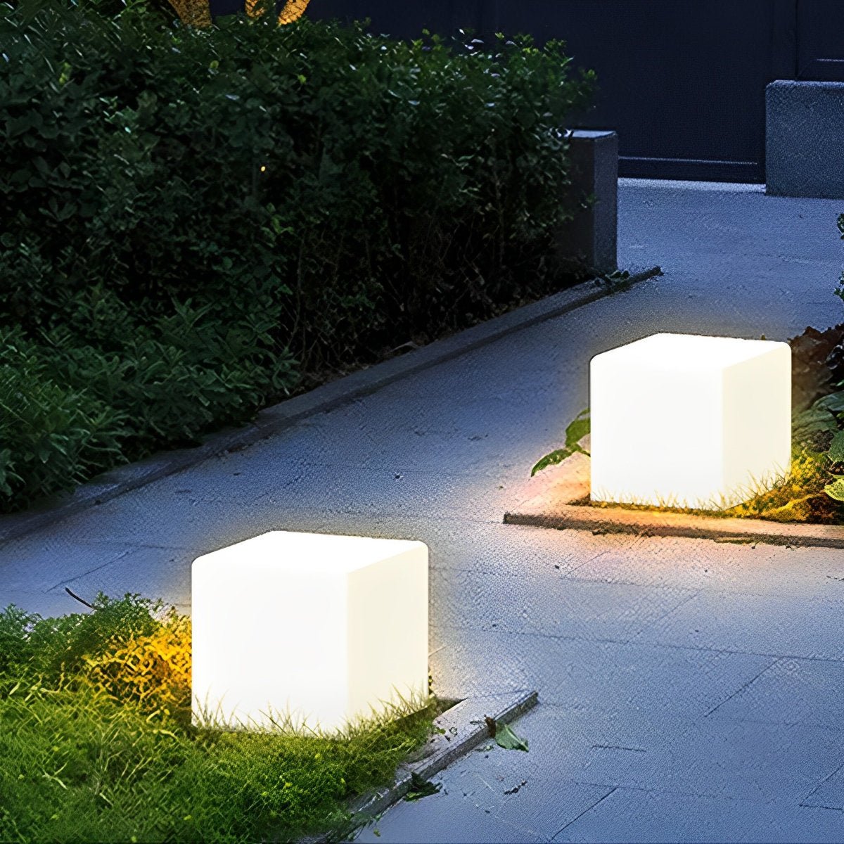 Cube Acrylic Waterproof White Modern Continuous Solar Lights Outdoor ...