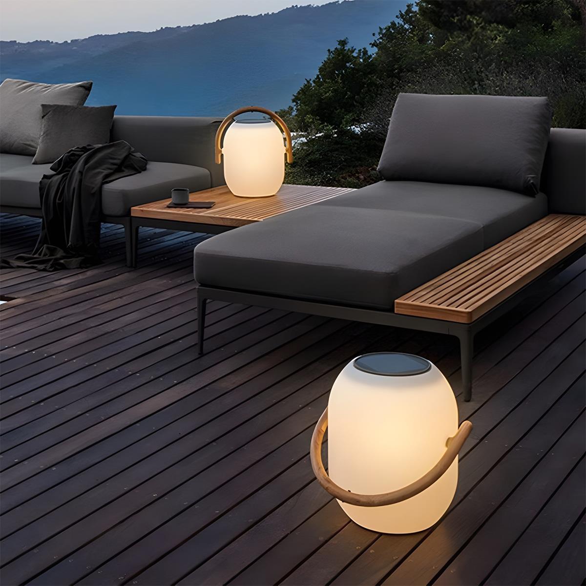 Waterproof Modern Solar Oval Outdoor Tabletop Lamp Lanterns Landscape ...