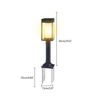 Waterproof Solar Rectangular Outdoor Lawn Landscape Light Cube Post ...