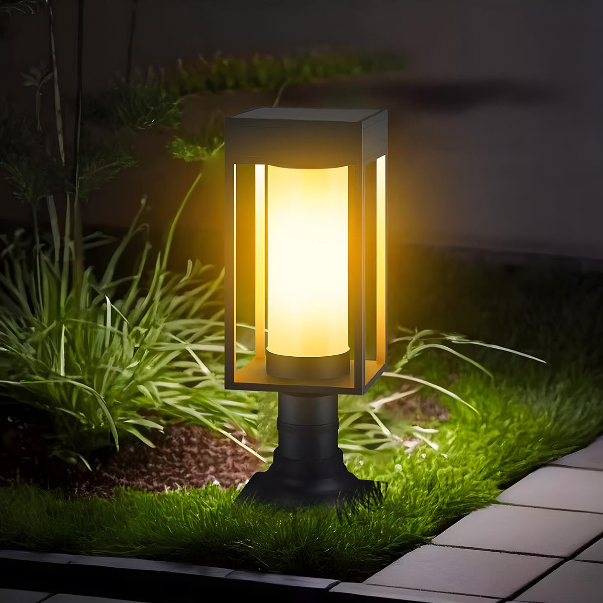 Waterproof Solar Rectangular Outdoor Lawn Landscape Light Cube Post ...