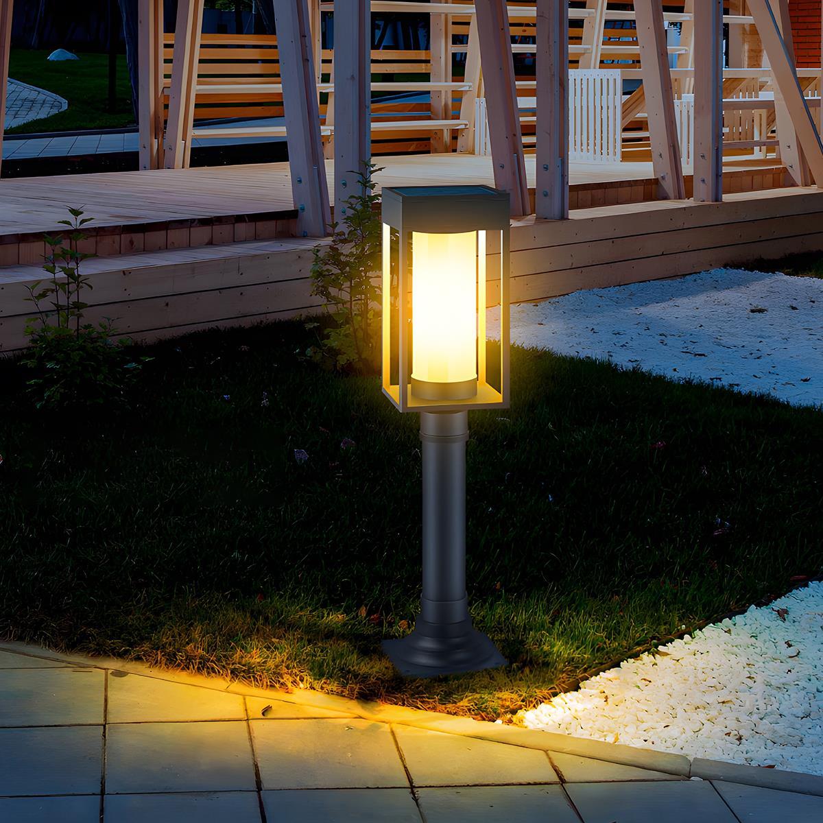 Waterproof Solar Rectangular Outdoor Lawn Landscape Light Cube Post ...