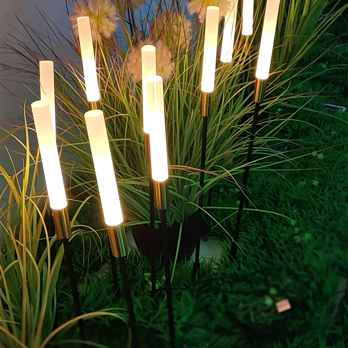 Waterproof Solar Reed-Shaped Lawn Lights LED Stick Ground Landscape ...