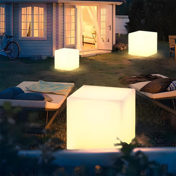 Waterproof Solar Square Cube LED Outdoor Landscape Lighting ...