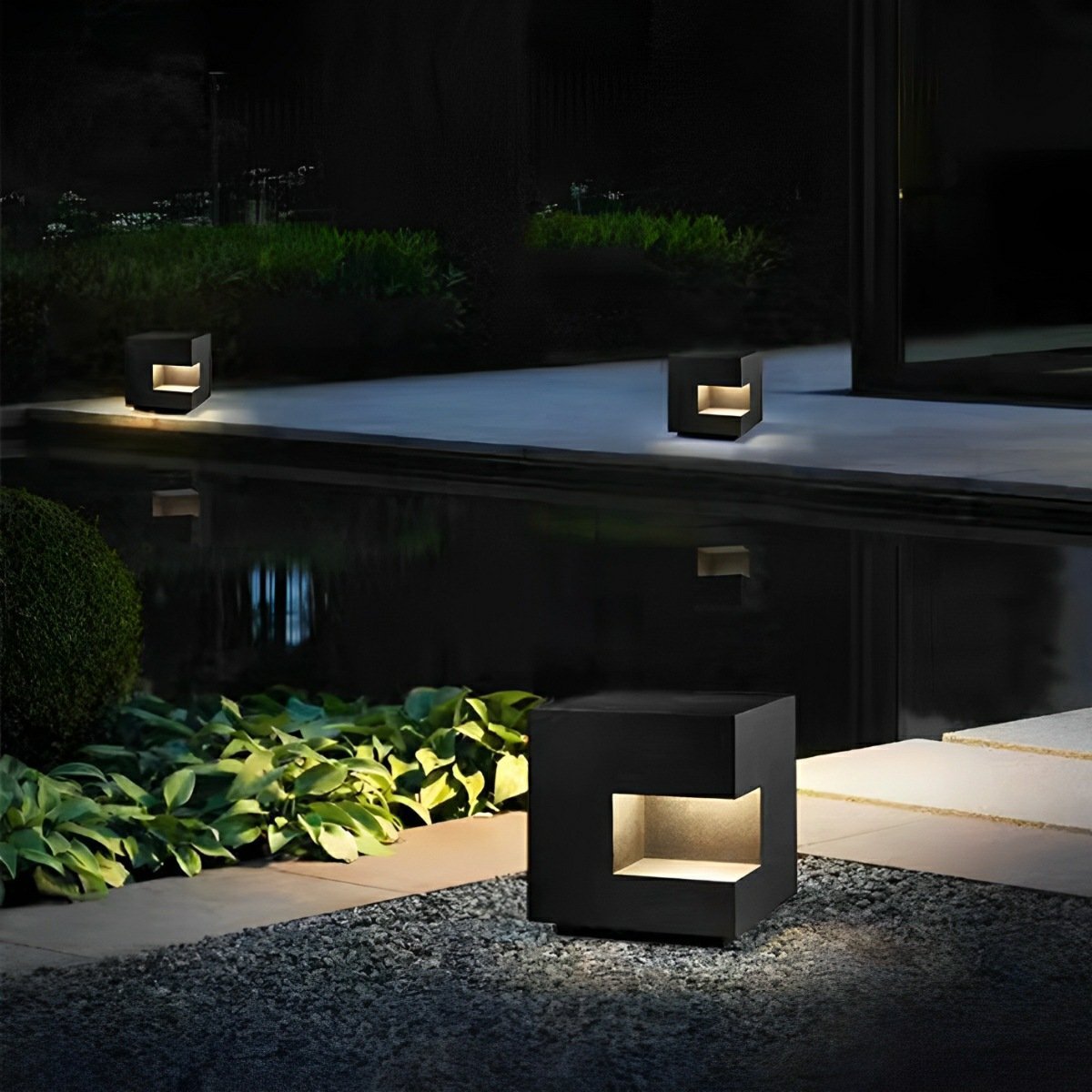 Waterproof Modern Black Cube LED Post Cap Lights, Pillar Lights ...