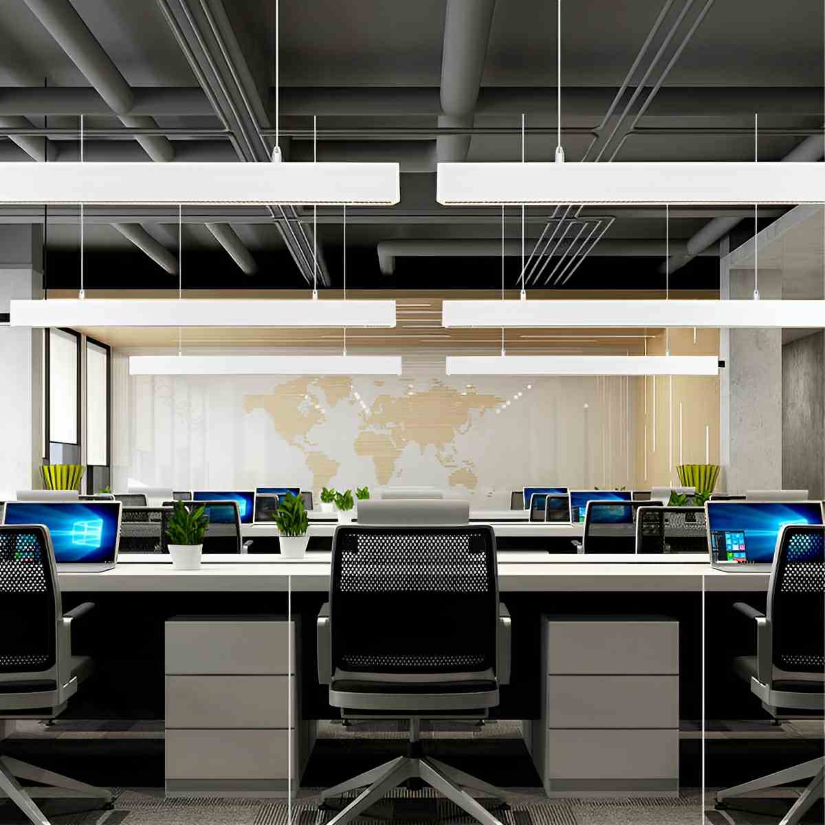 White Minimalist LED Linear Office Ceiling Pendant Light – Flyachilles