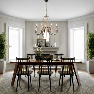 Classical Rustic Vintage Wooden Candle Chandelier Light Ceiling Hanging ...