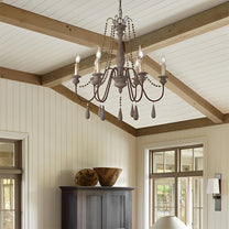 Classical Rustic Vintage Wooden Candle Chandelier Light Ceiling Hanging ...